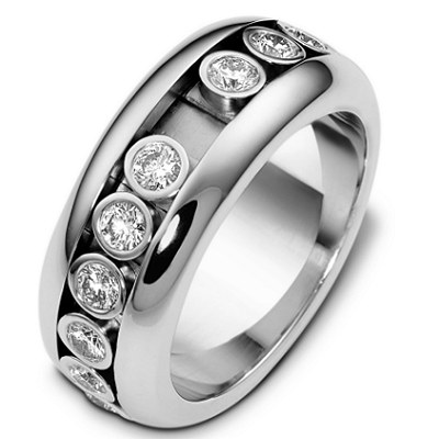 A125341WE 18K Gold Sliding Diamonds Wedding Ring